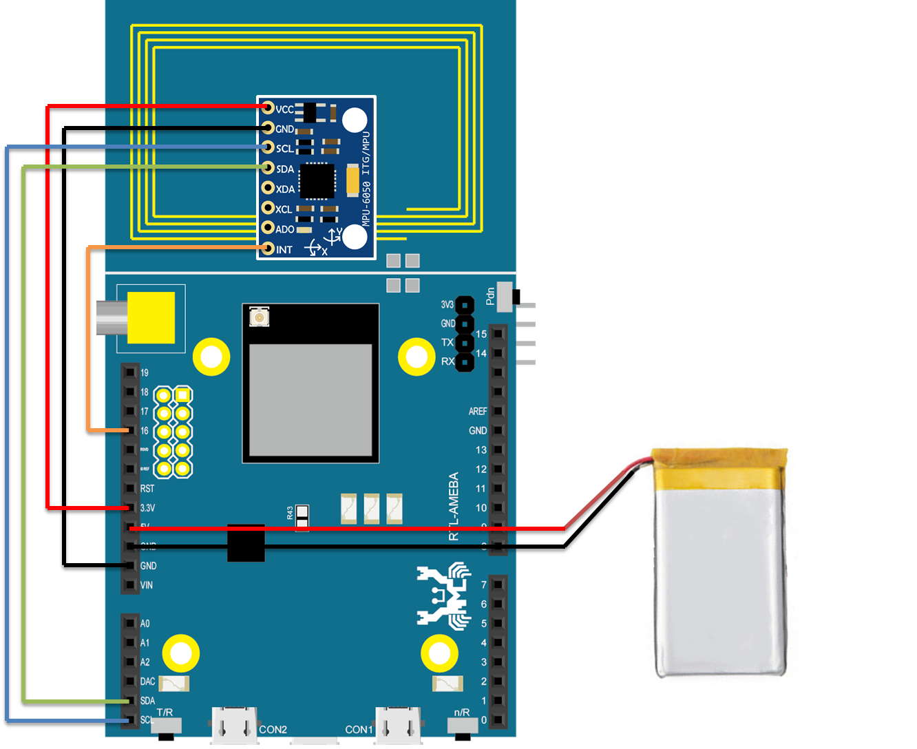 Ameba Arduino Rtl8195am Use 6 Axis Sensor To Control The Motor Car Realtek Iotwi Fi Mcu