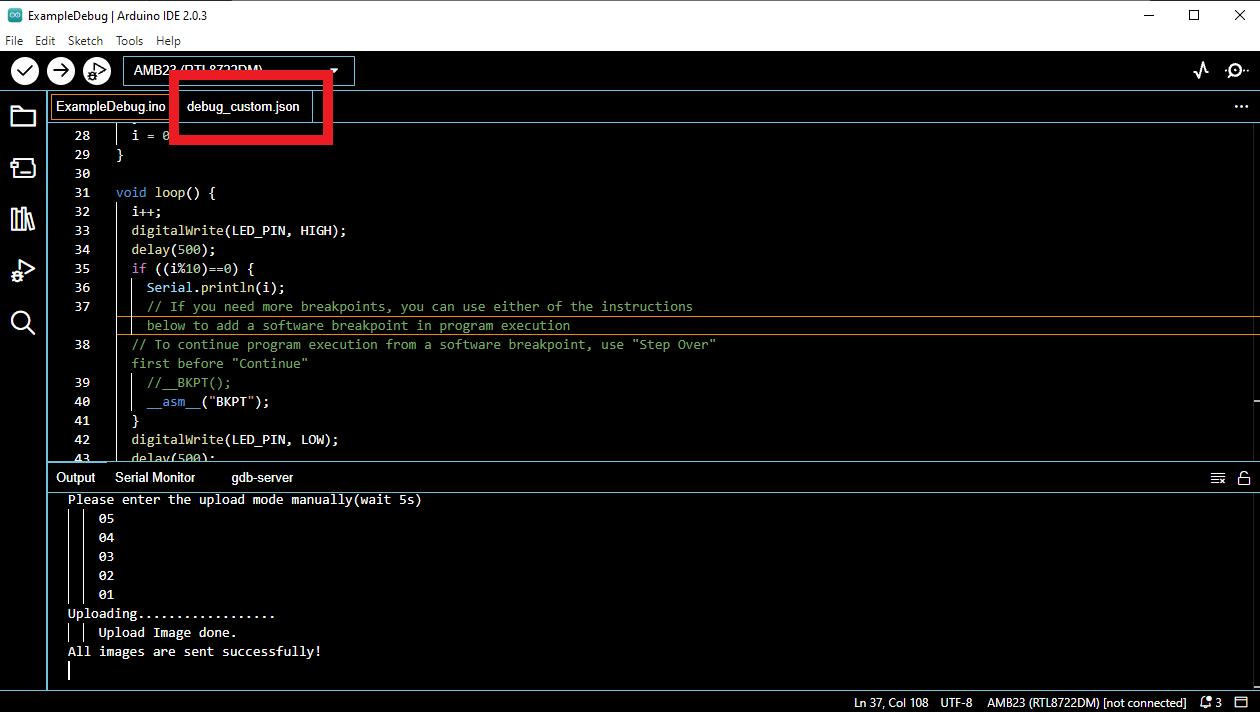 Ameba Arduino Debugging Using The Debug Interface Realtek Iotwi Fi Mcu Solutions