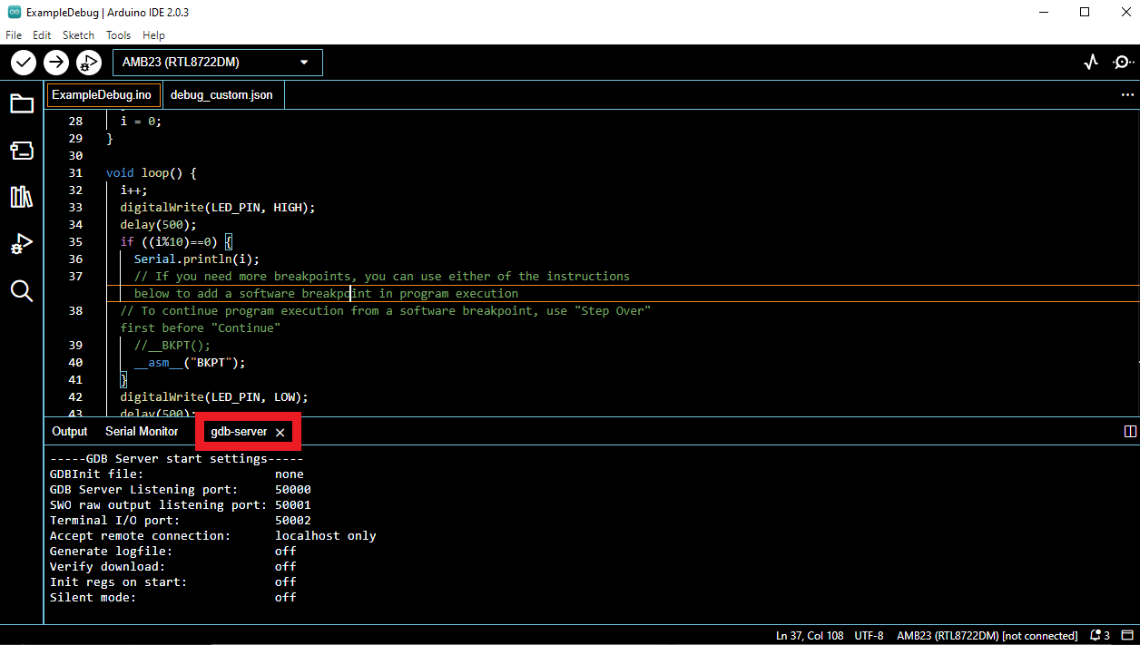 Ameba Arduino: Debugging – Using the Debug Interface – Realtek IoT/Wi ...